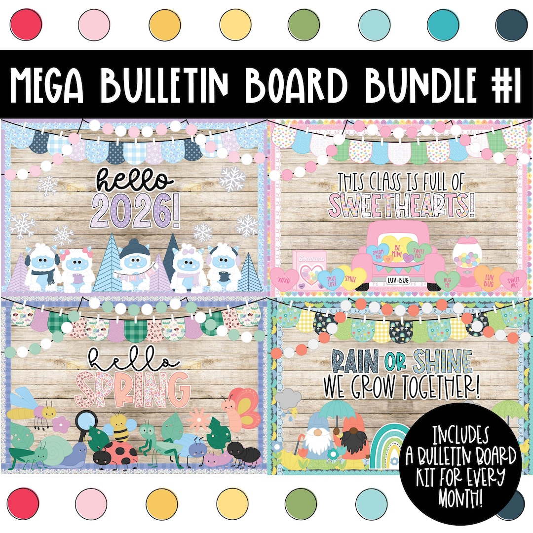 Mega Bulletin Board Bundle #1 - 12 Months of Bulletin Boards - Etsy