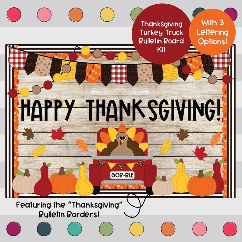 Happy Turkey Day Fall Thanksgiving Bulletin Board Kit - Etsy