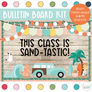 Surfing Station Wagon - Beach Truck - Summer Bulletin Board Kit - Etsy