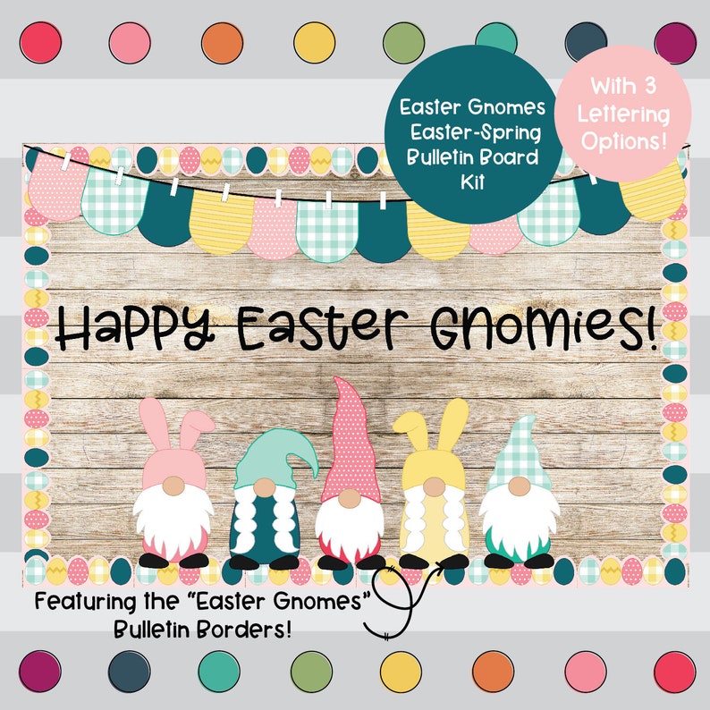 Happy Easter Gnomies Easter Bulletin Board Kit | Etsy