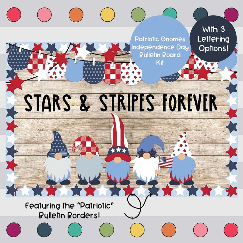 Stars and Stripes Patriotic Gnomes Patriotic Bulletin Board - Etsy