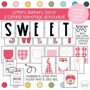 Valentine Pink Gnomes - Valentines Gnomes - February Bulletin Board Kit ...