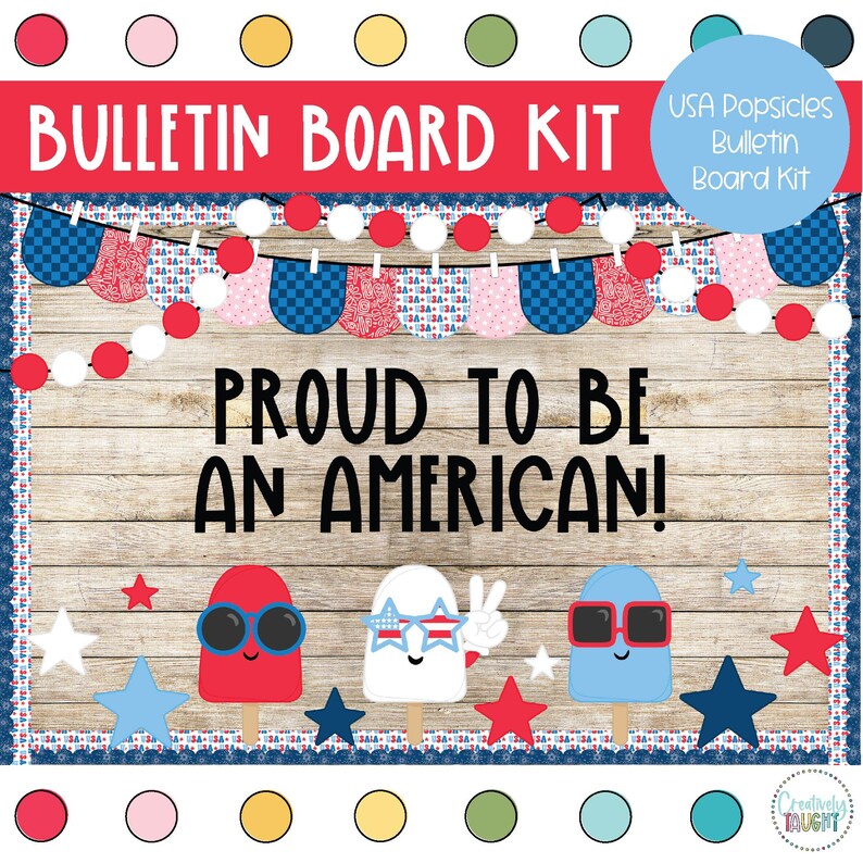 Patriotic Popsicle Bulletin Board Kit: 4th of July Decor (digital ...