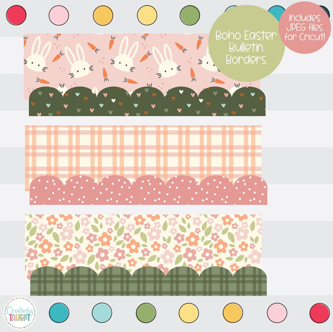 Boho Easter Easter Bulletin Board Borders - Etsy