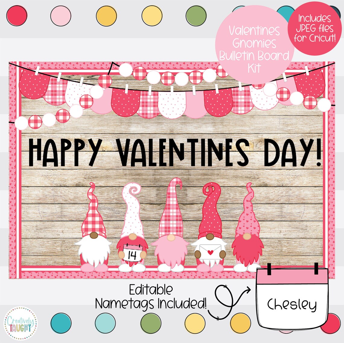 Valentine Pink Gnomes Valentines Gnomes February Bulletin - Etsy