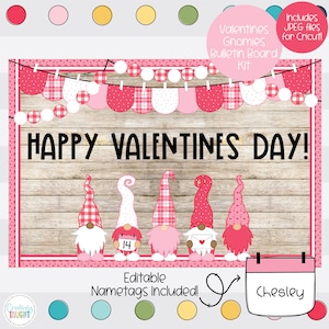 Valentine Pink Gnomes Valentines Gnomes February Bulletin - Etsy