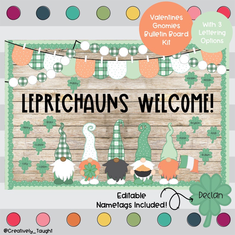 Irish Gnomes St Patricks Day March Bulletin Board Kit - Etsy