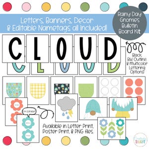 Rainy Day Gnomes- Spring Flowers - April/may Bulletin Board Kit - Etsy