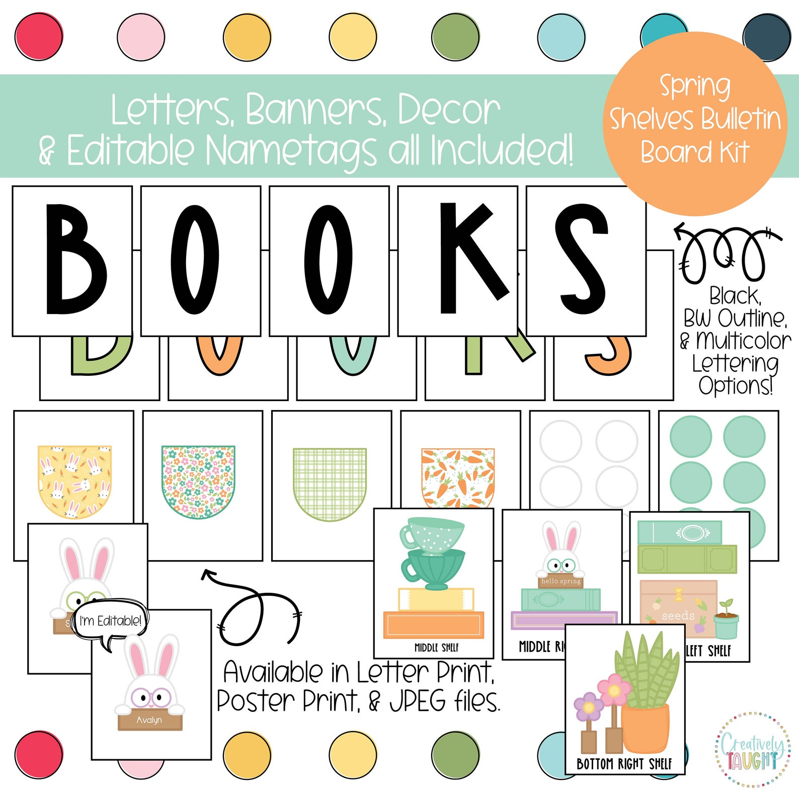 Spring Bookshelves - Library Bulletin Board Kit - Etsy
