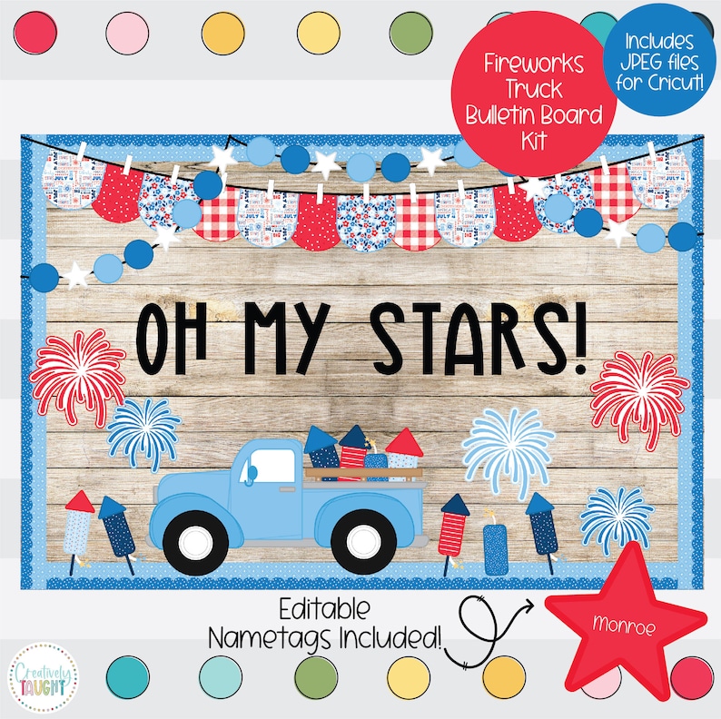 Fireworks Patriotic Bulletin Board Kit – July 4th Decor (digital ...