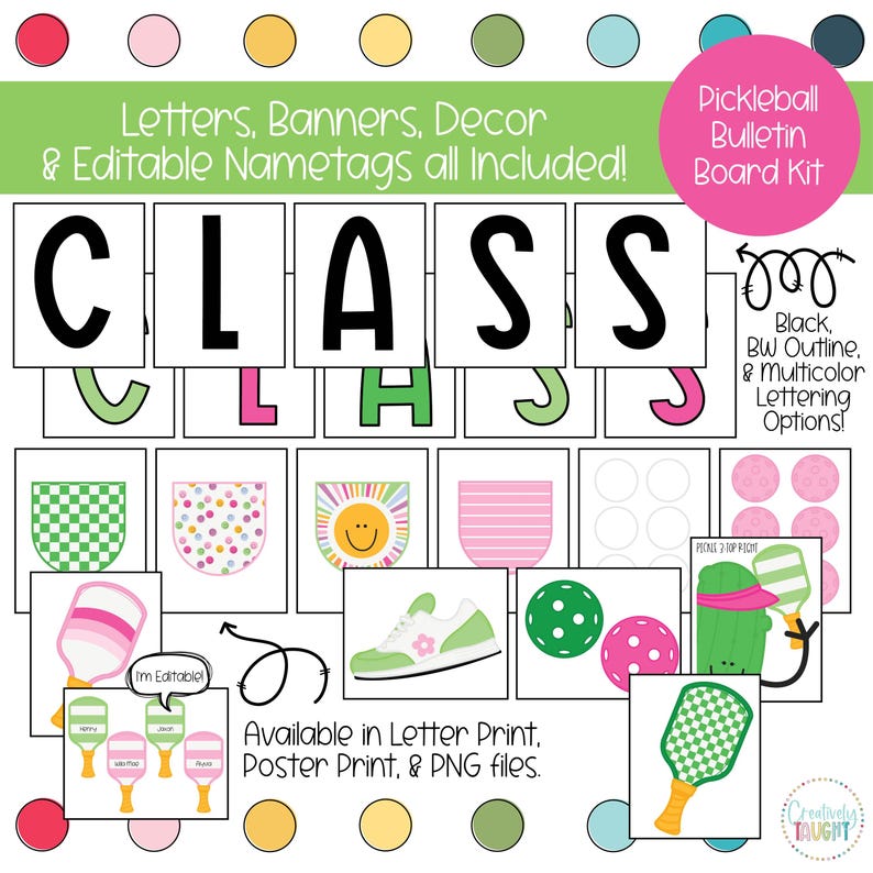 Pickleball Classroom Decor: Bulletin Board Kit (digital Download) - Etsy