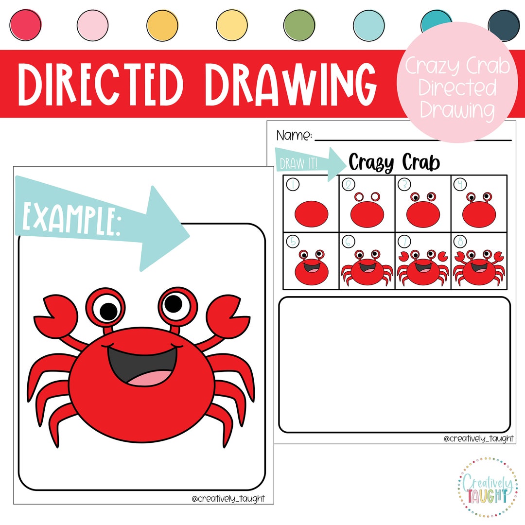Crazy Crab Directed Drawing for Elementary Age Art Class - Etsy