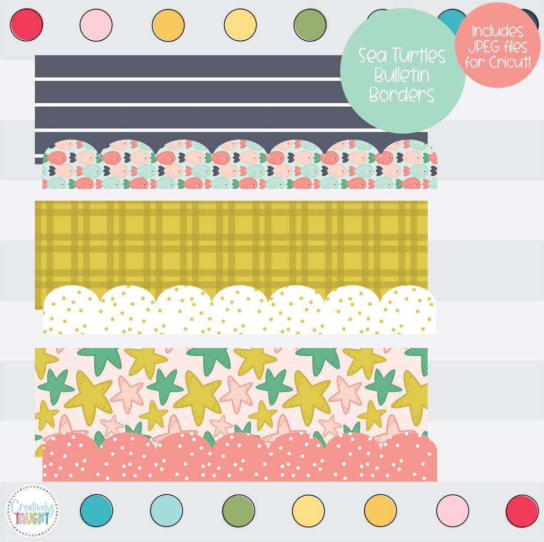 Seaside Sea Turtles Summer Bulletin Board Borders - Etsy