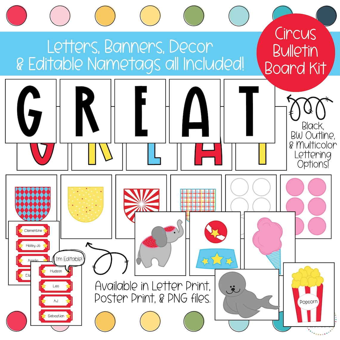 Circus - Carnival Classroom Theme Bulletin Board Kit - Etsy