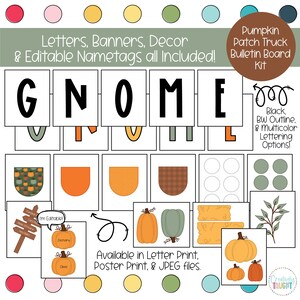 Fall Gnome in Pumpkin Truck - Fall - Halloween - Bulletin Board Kit - Etsy
