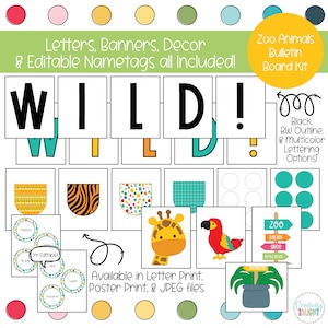 Wild About Learning - Zoo Animals Bulletin Board - Etsy
