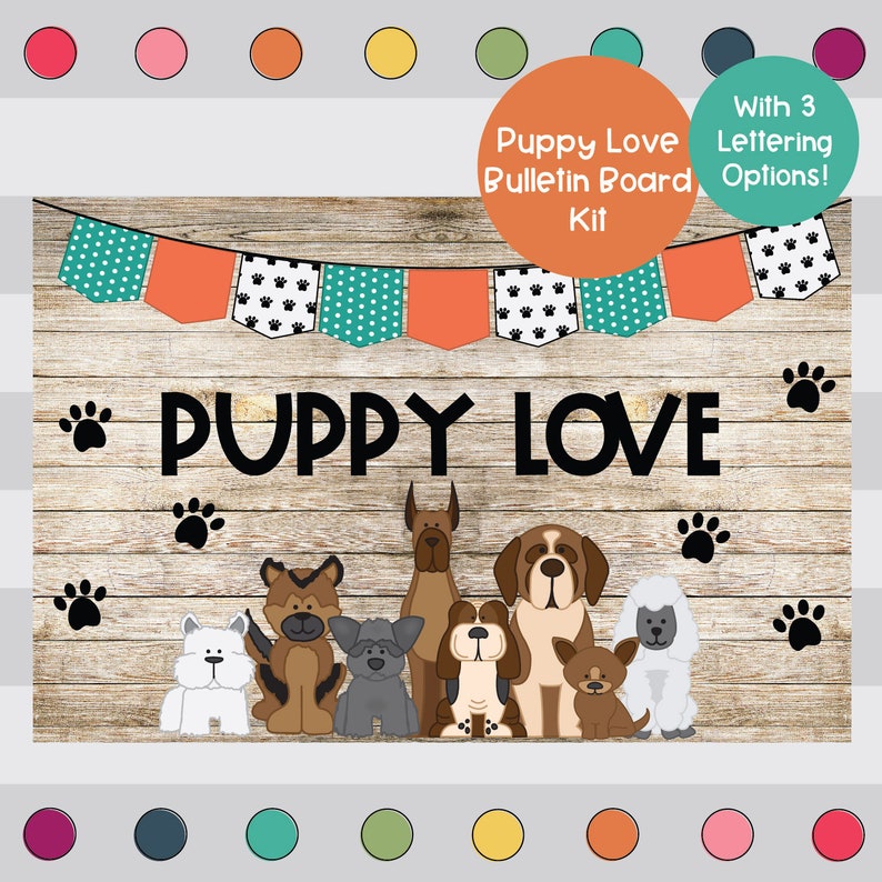 Puppy Love Puppy Bulletin Board Kit | Etsy