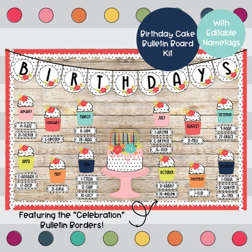 Bright Birthday Bulletin Board Classroom Birthday Display - Etsy