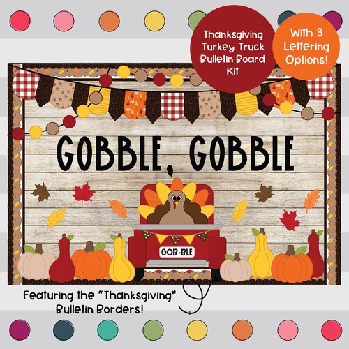 Happy Turkey Day Fall Thanksgiving Bulletin Board Kit - Etsy