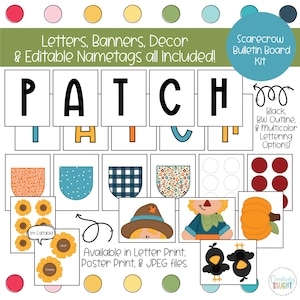 Scarecrow Pumpkin Patch - Autumn - Fall Bulletin Board Kit - Etsy