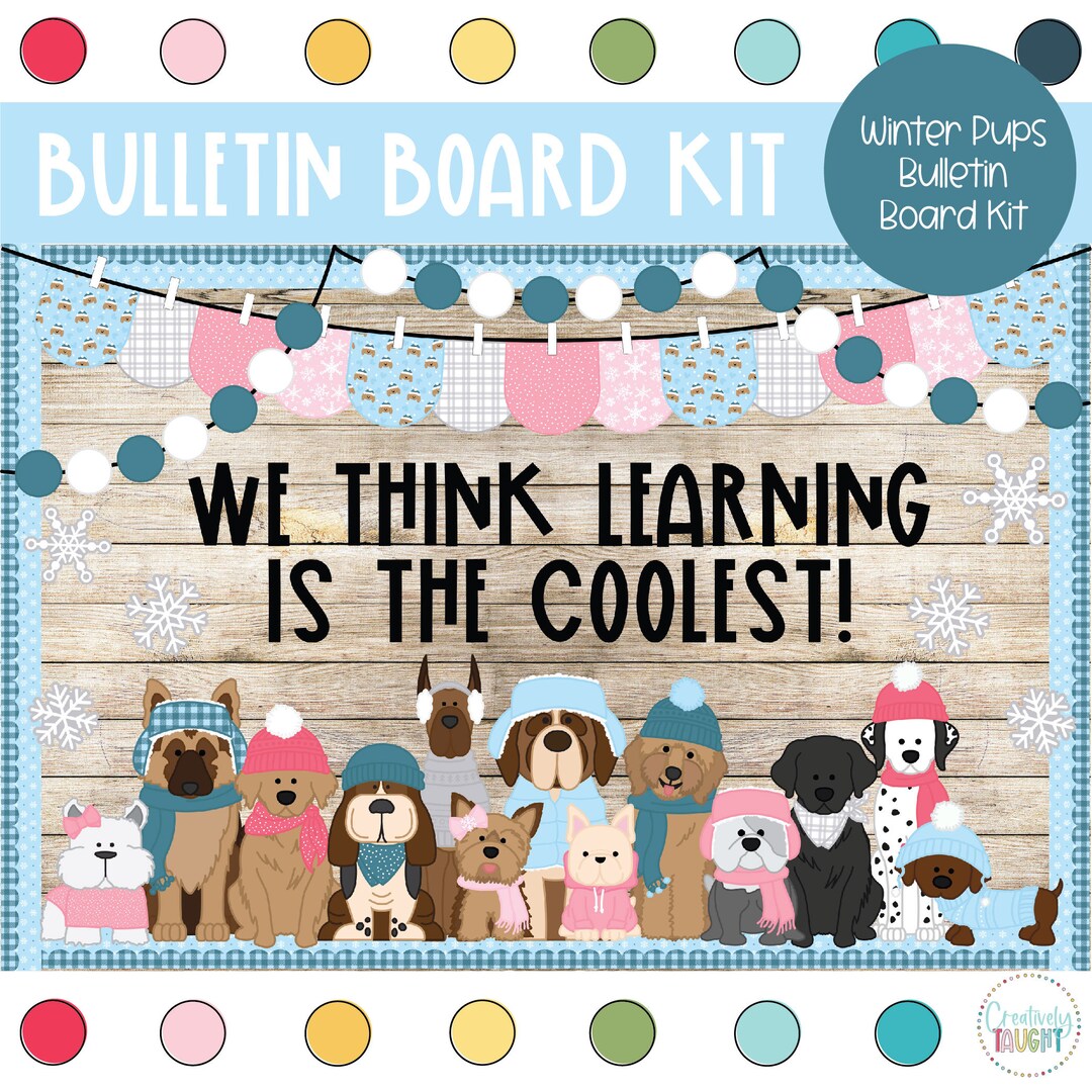 Winter Pups - New Years - January Bulletin Board Kit - Etsy