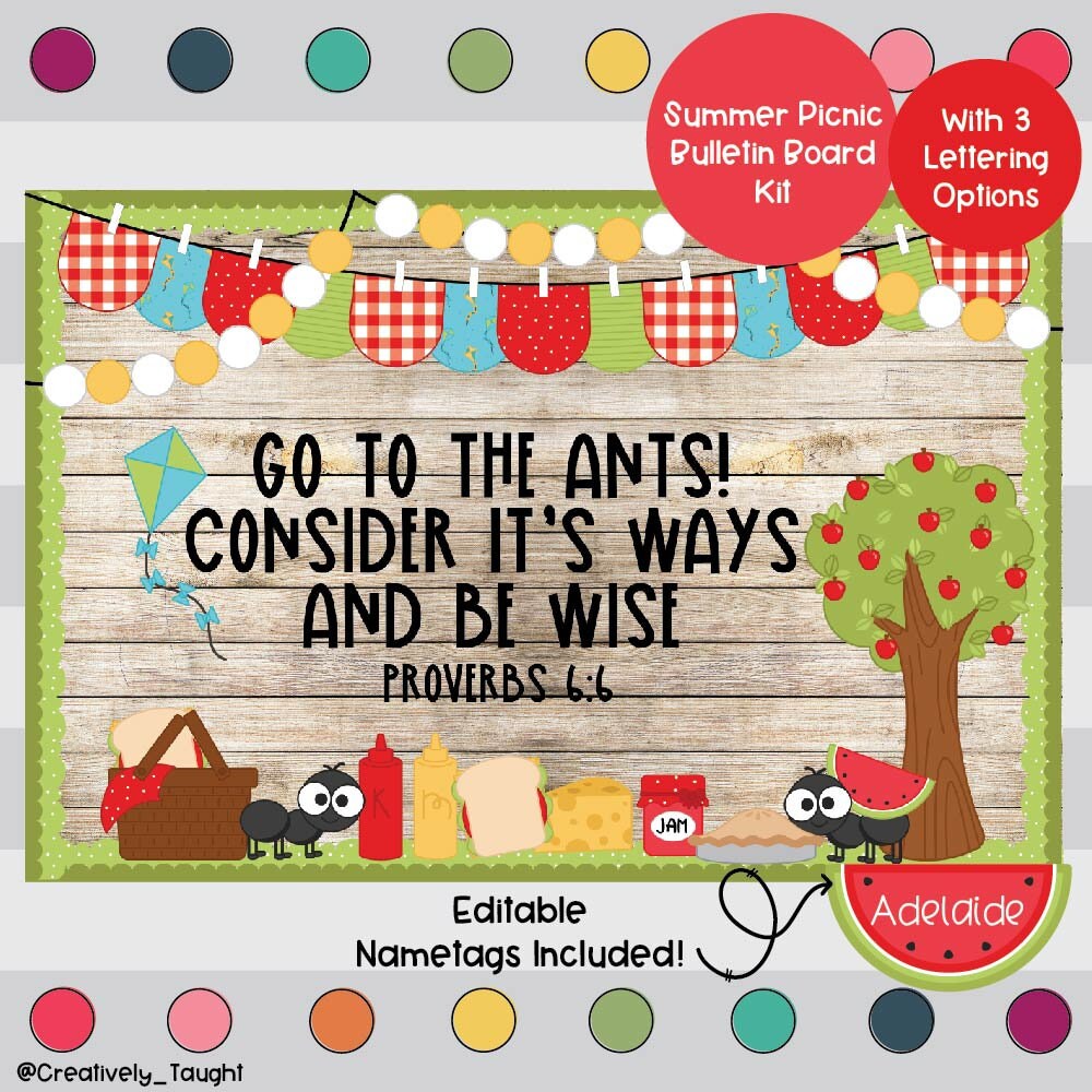 Summer Picnic Christian June and July Bulletin Board Kit - Etsy