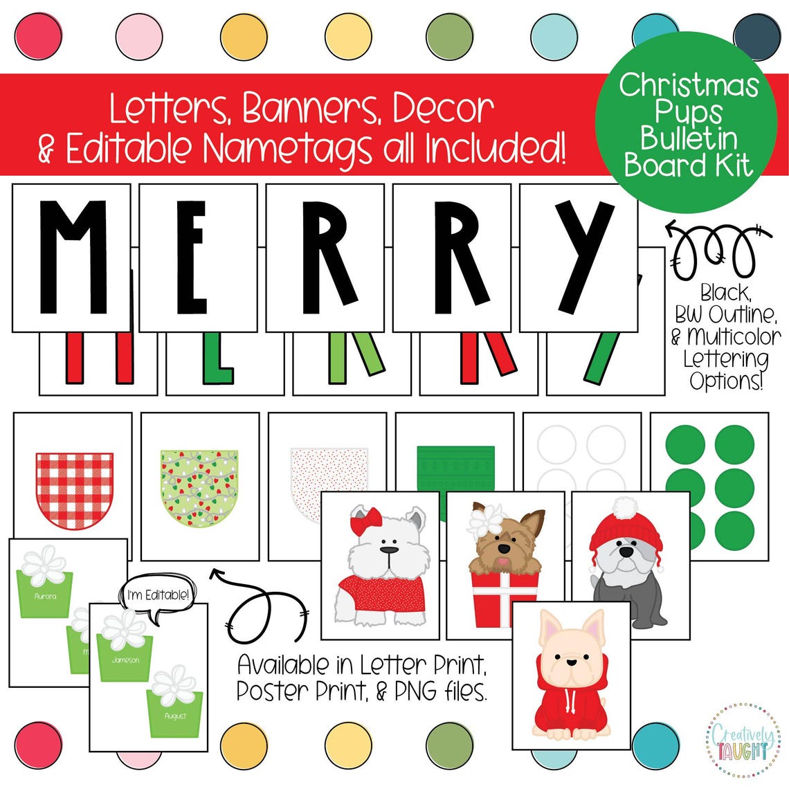 Christmas Pups - Christmas - December Bulletin Board Kit - Etsy