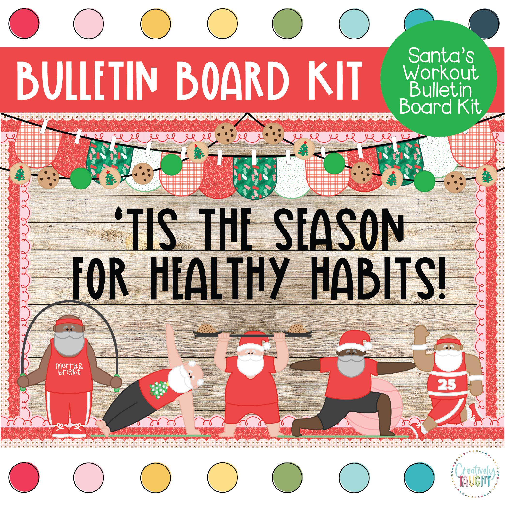 Santa’s Workout - PE Class - Christmas - December Bulletin Board Kit - Etsy