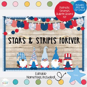 Stars and Stripes- Patriotic Gnomes- Patriotic Bulletin Board Kit - Etsy