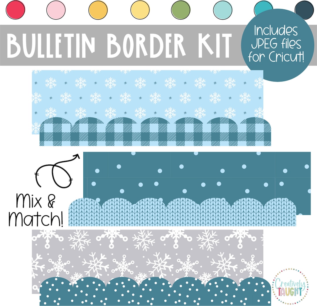 Teal Winter Bulletin Board Borders - Etsy