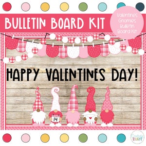 Valentine Pink Gnomes - Valentines Gnomes - February Bulletin Board Kit ...