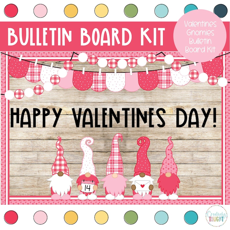Valentine Pink Gnomes - Valentines Gnomes - February Bulletin Board Kit ...