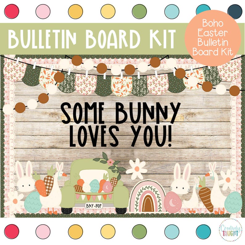 Boho Easter Bulletin Board Kit: Truck Decor (digital Download) - Etsy