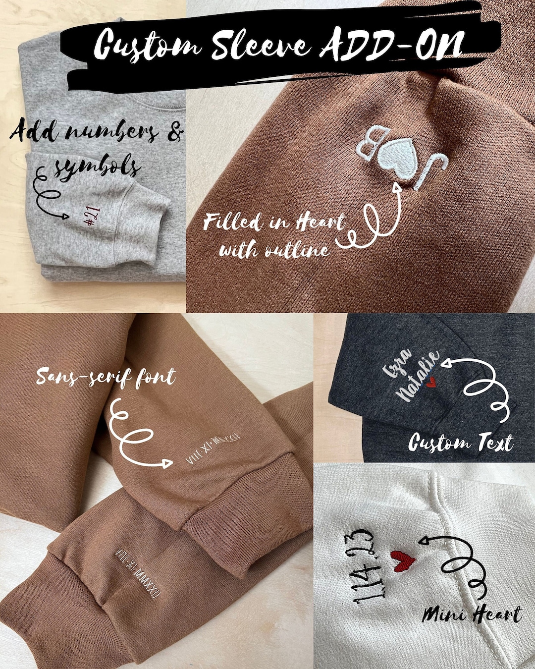 ADD-ON Custom Embroidered Sleeve to Be Purchased Only With the Order of ...