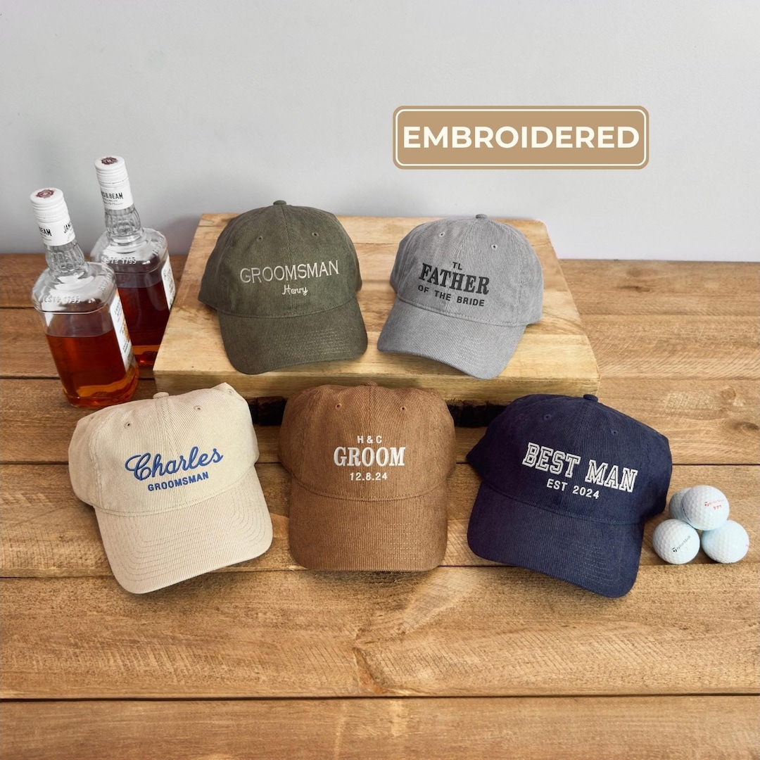 Custom Embroidered Groomsmen Hat, Corduroy Groom Ballcap, Father of the ...