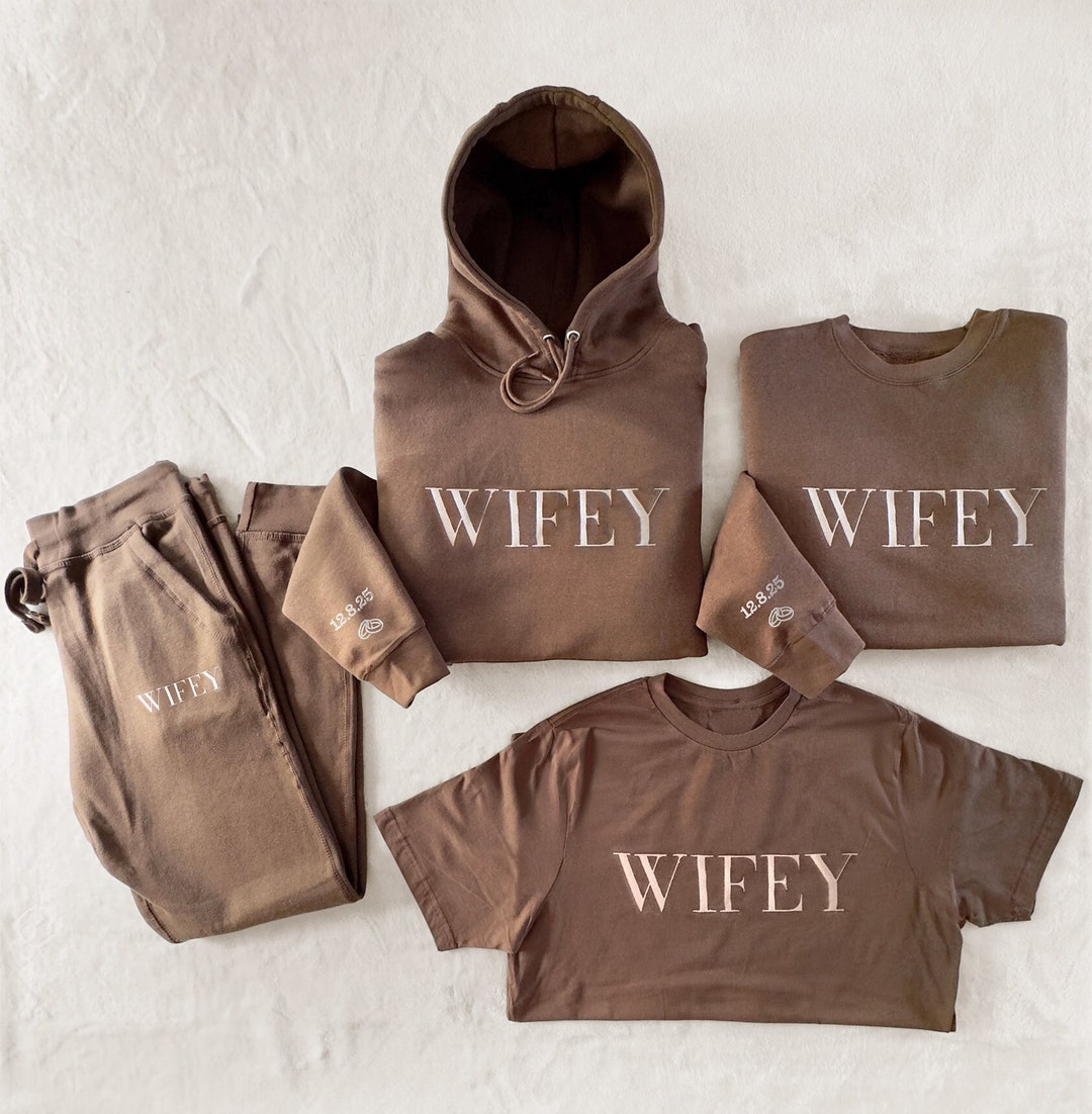 Wifey Gift Set • Matching Embroidered Wifey Sweatsuit Outfit, T-shirt ...