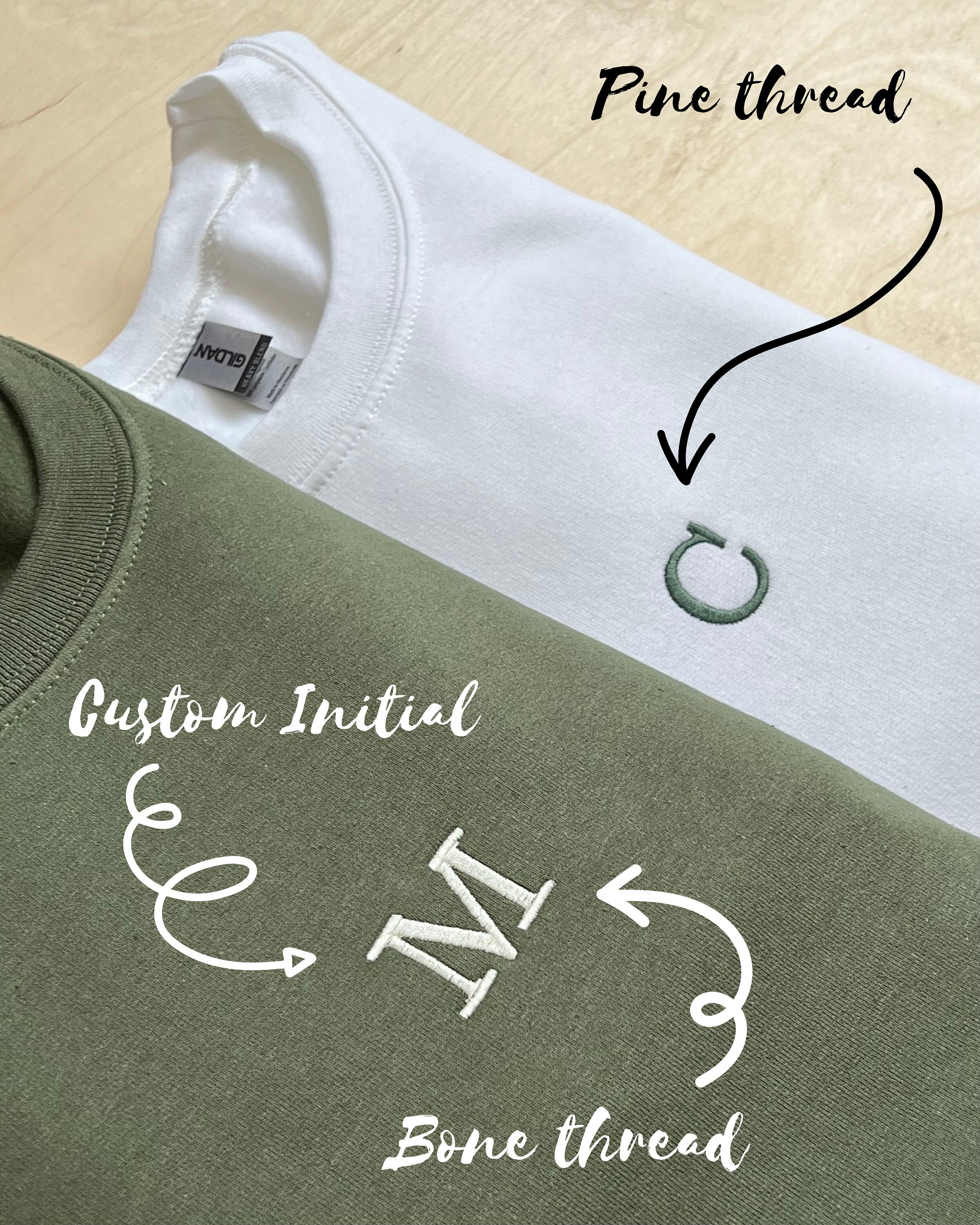 Custom Embroidered Initial Sweatshirt, Personalized Monogram Crewneck ...