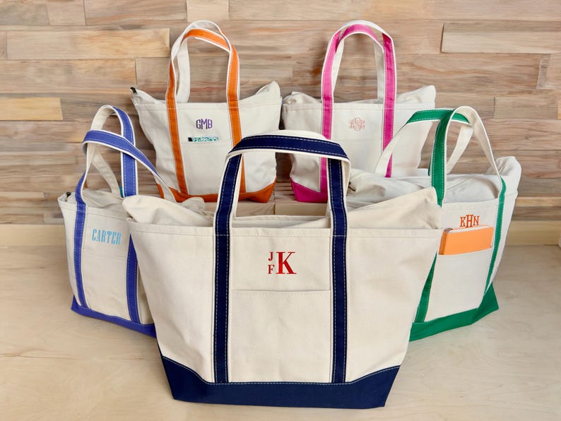 Personalized Embroidered Tote Bag, Custom Name Canvas Bag, Monogrammed ...