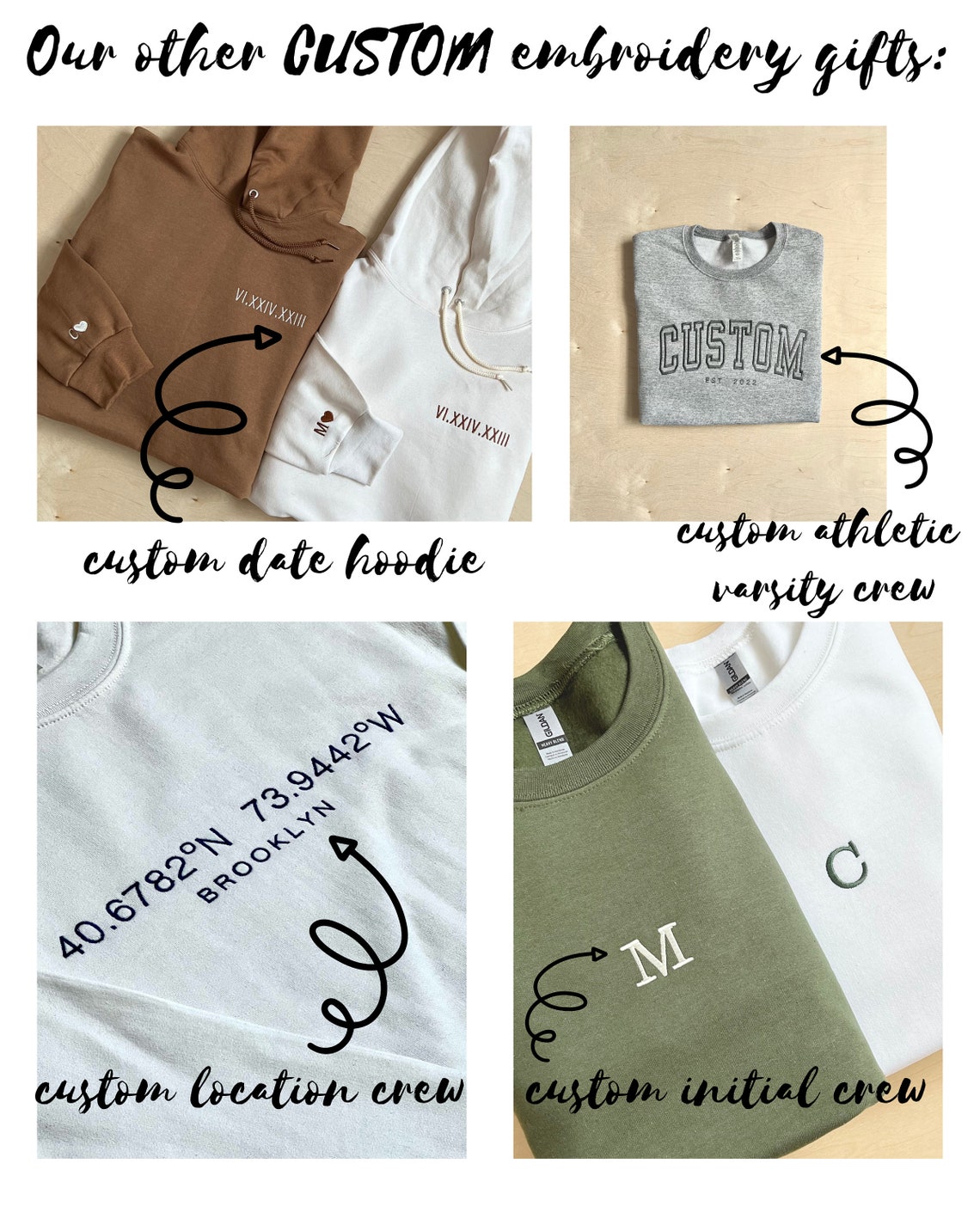 Custom Embroidered Initial Sweatshirt Personalized Monogram - Etsy