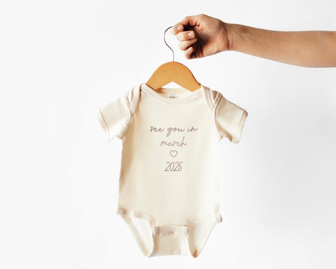 See You in March 2025, Custom Embroidered Pregnancy Announcement Baby ...