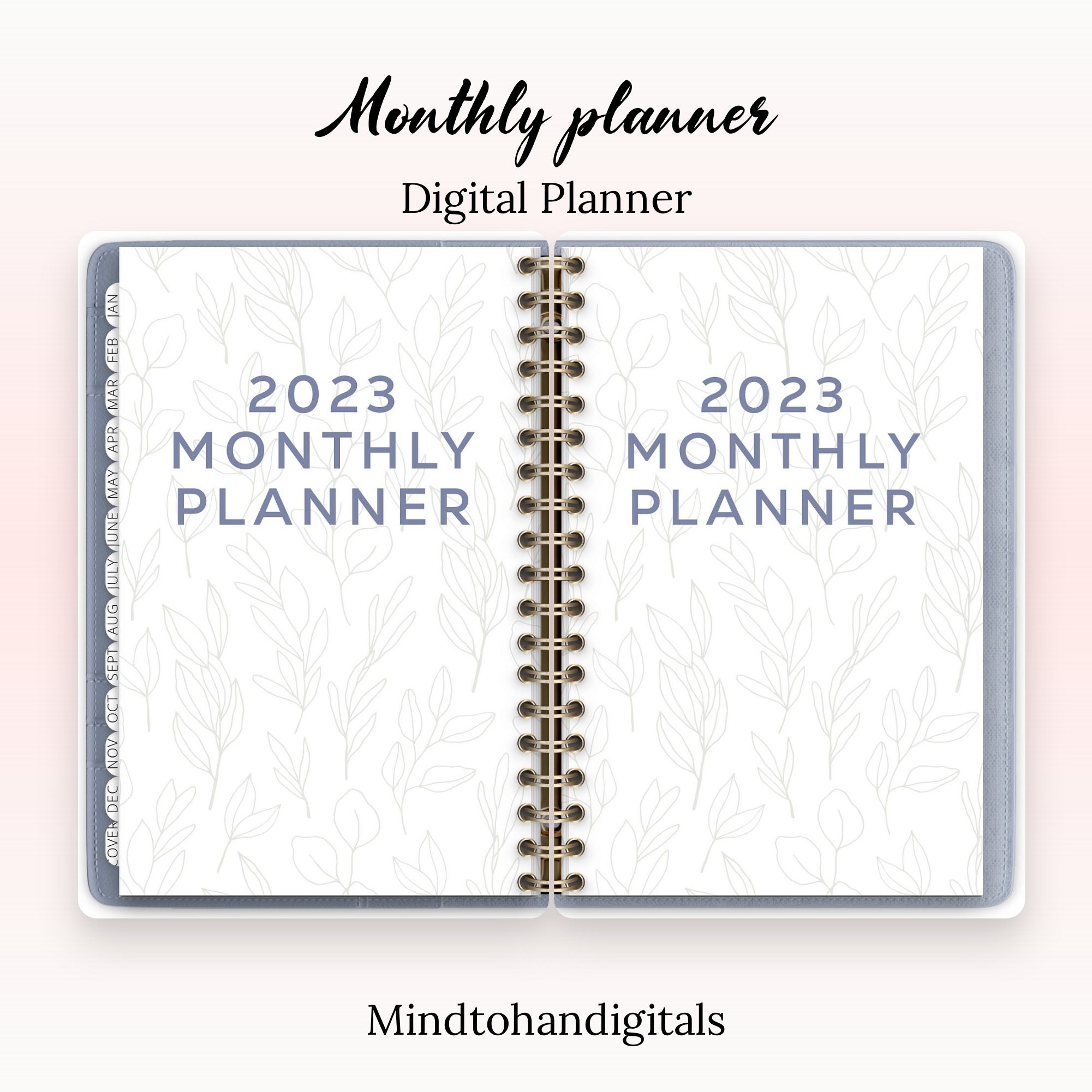 Dusty Blue Digital 2023 Monthly Planner With Hyperlinks, for Ipad ...