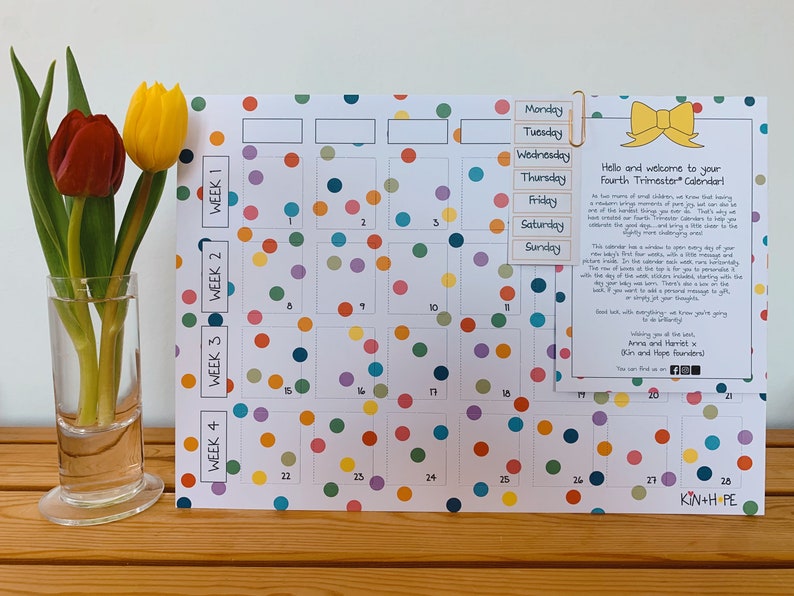 1 Month Fourth Trimester Calendar for New Mums - Etsy