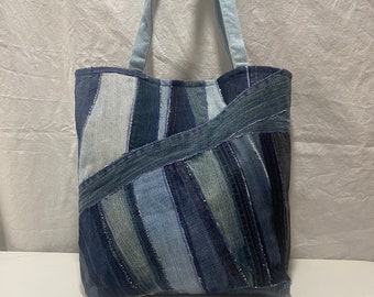 Handmade Patchwork Jeans Tote Bag - Etsy