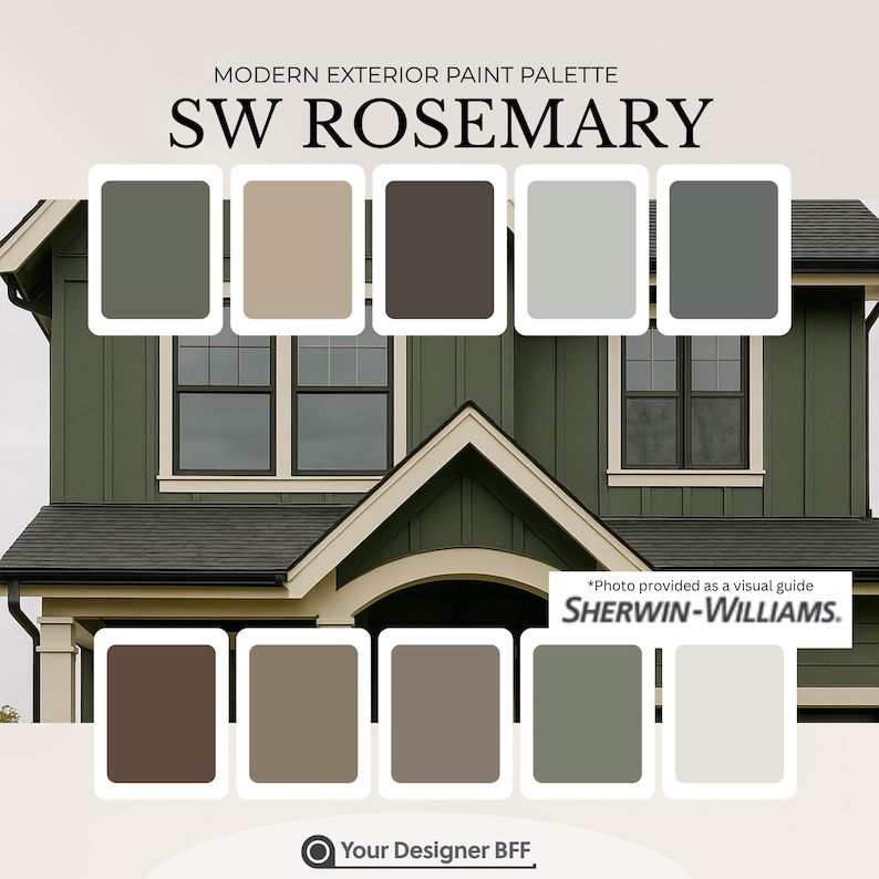 SW Rosemary Modern Green Color Scheme - Sherwin-williams Exterior Paint ...