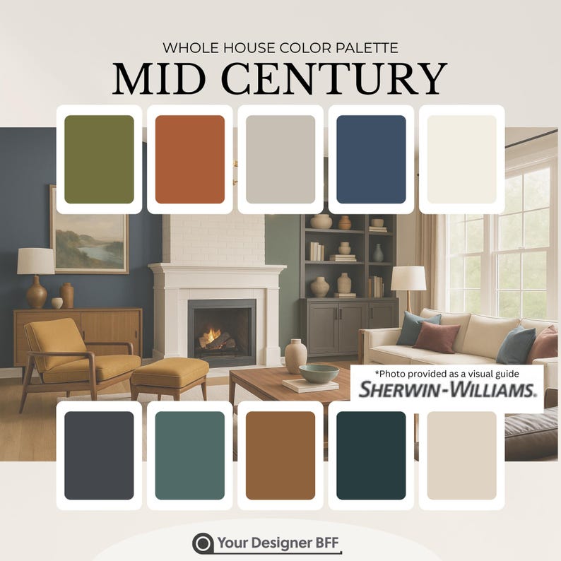Mid-century Modern Paint Palette – Sherwin-williams Inspired Colors for ...
