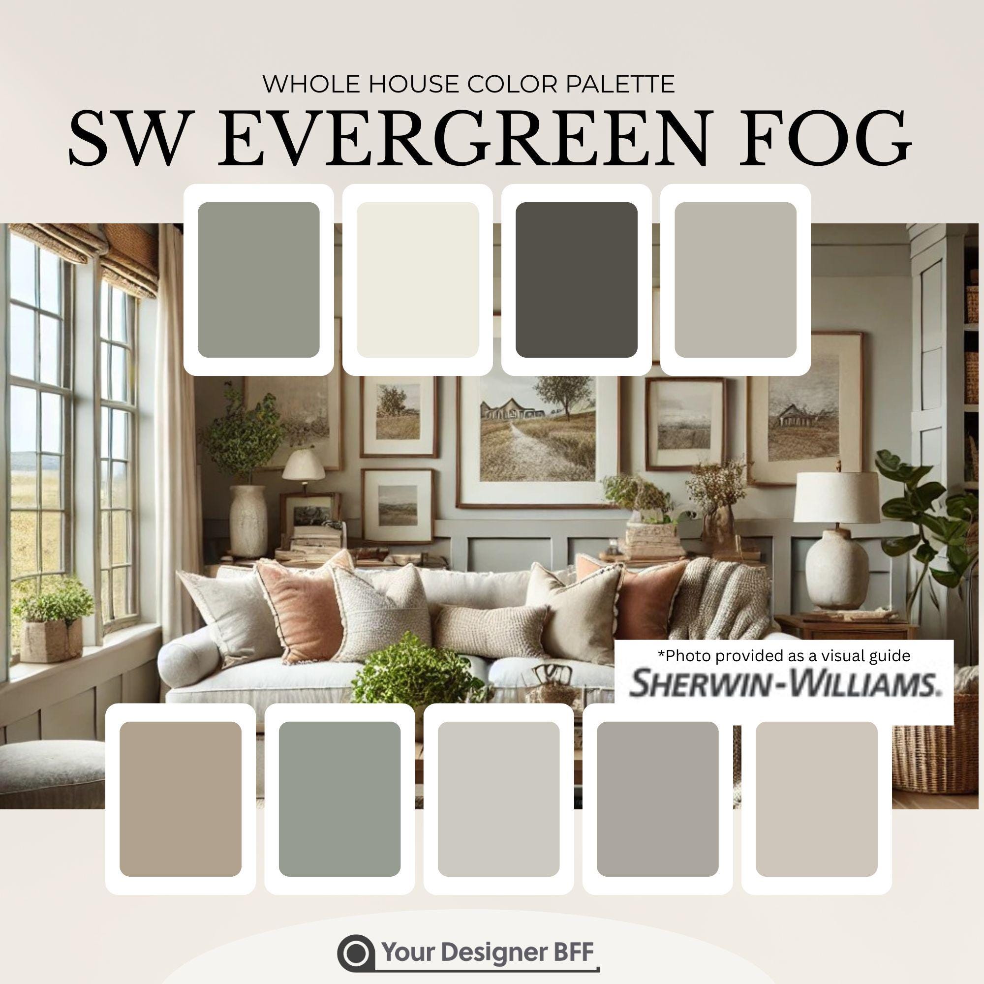 SW 9130 Evergreen Fog Nature-inspired Neutral Paint Palette: Sherwin ...