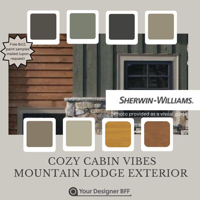 Cozy Cabin Vibes Mountain Lodge Exterior Sherwin-williams Paint Palette ...