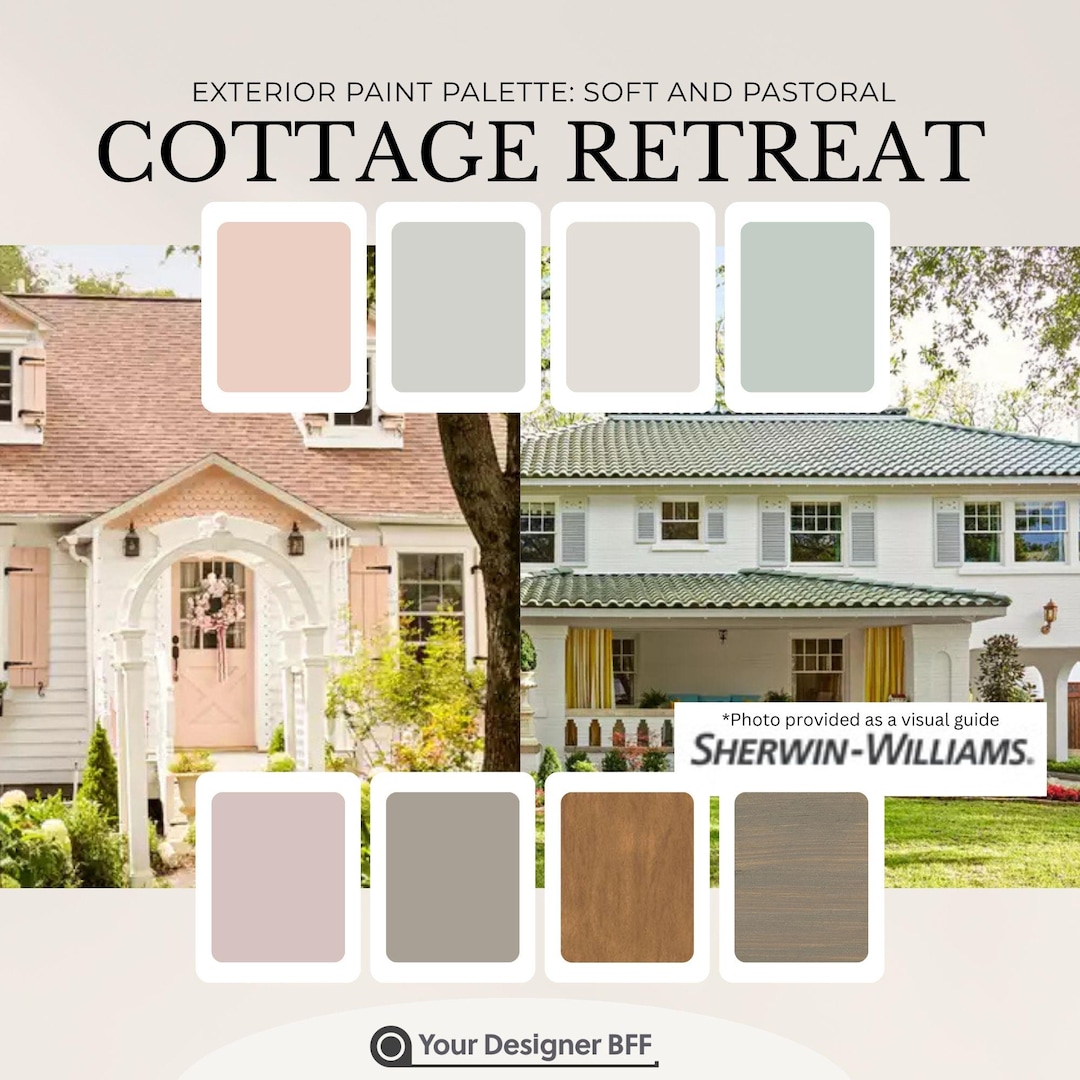 Cottagecore Retreat Exterior Paint Palette: Sherwin Williams Soft ...