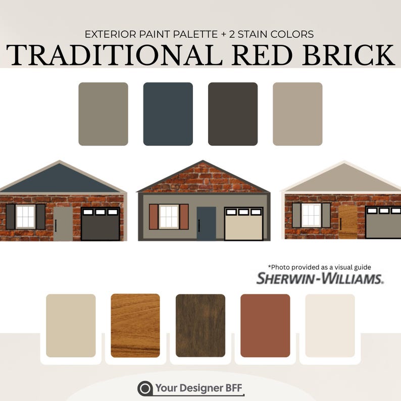 Traditional Red Brick Exterior Paint Palette by Sherwin Williams ...