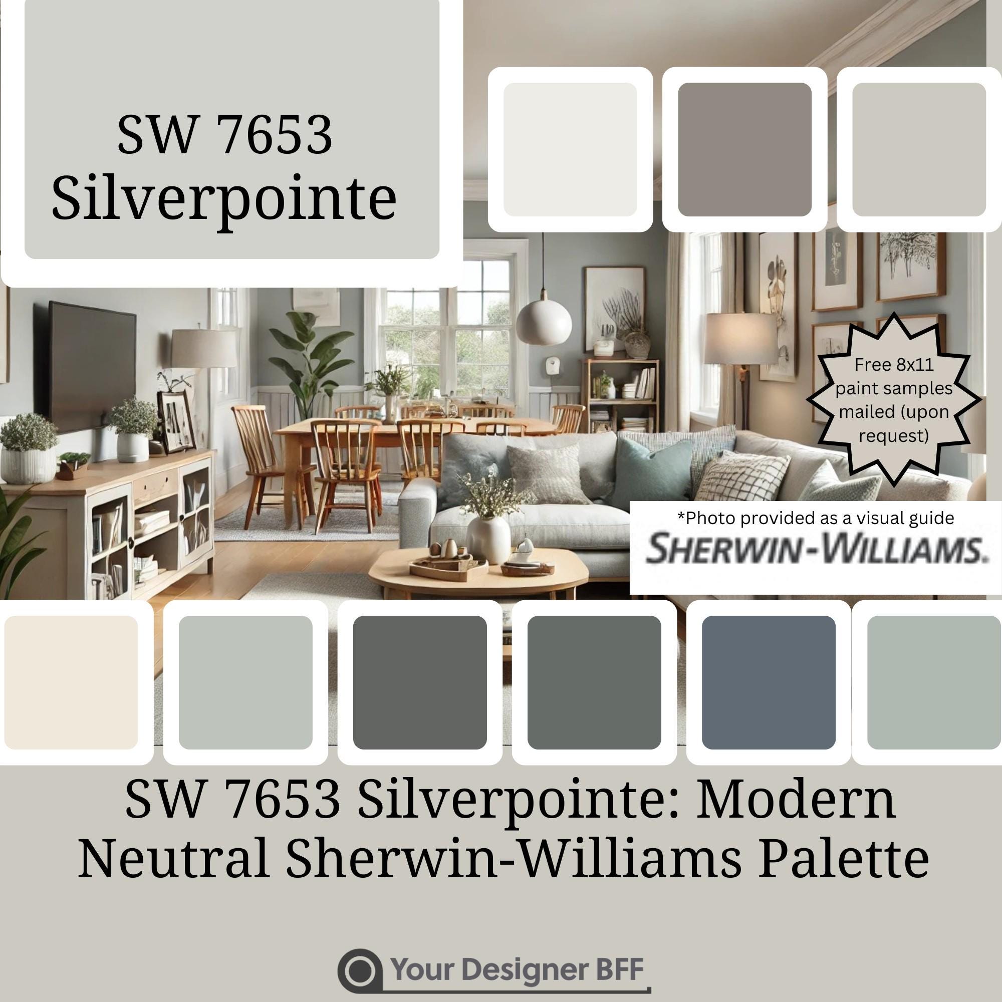 SW 7653 Silverpointe: Modern Neutral Paint Palette With Sherwin-williams Colors - Etsy